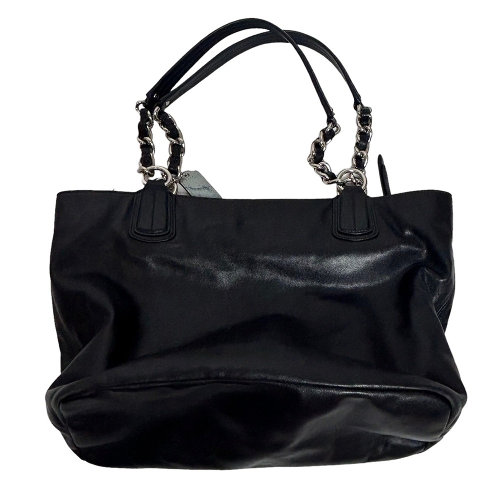 Coach Madison Smooth Black Leather Chain Link Shoulde… - Gem